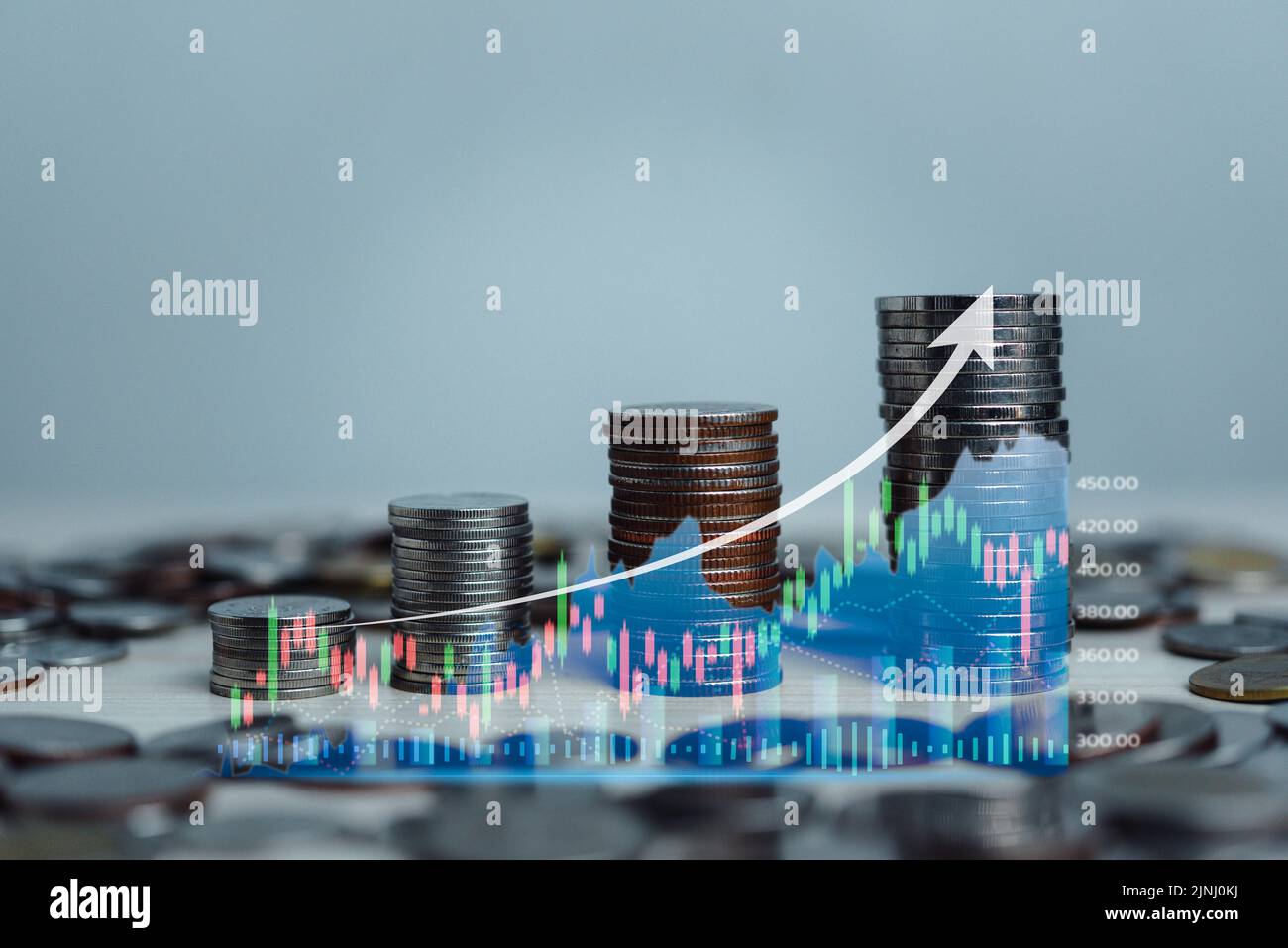 Stack money coin with business graph finance economy bank and chart ...