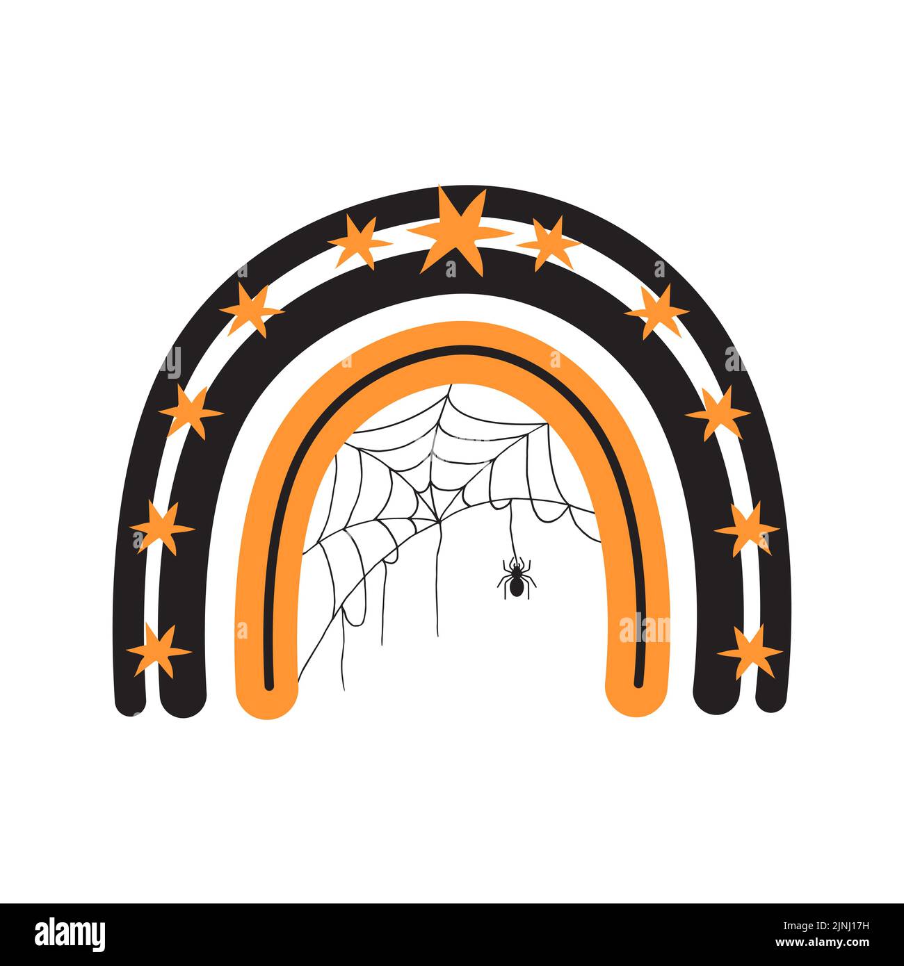 Halloween rainbow with spider web. Cute hand drawn icon for celebrating ...