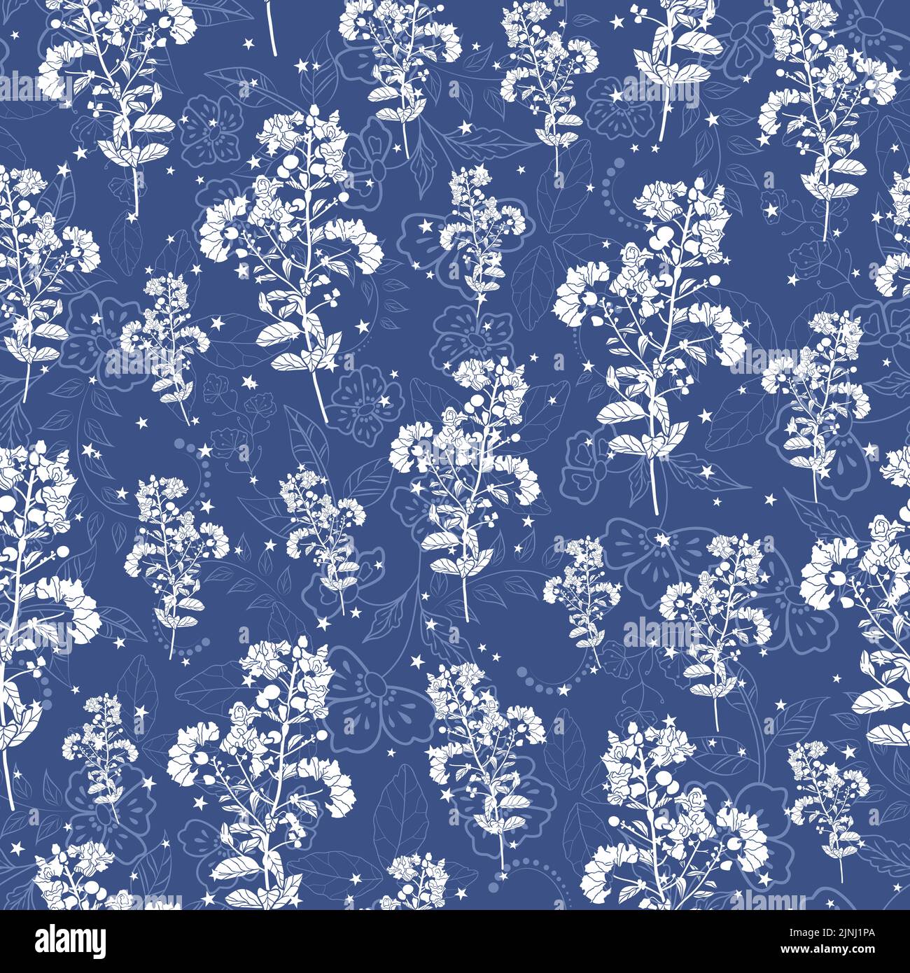 Vector cold frosty trees covered with snow texture seamless pattern ...
