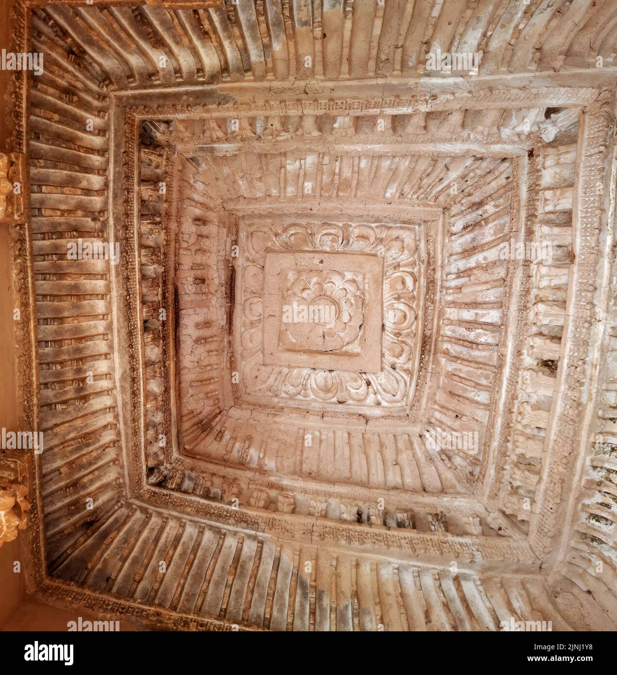 Ceiling of Indo Islamic structure of Queens Bath at Hampi state ...