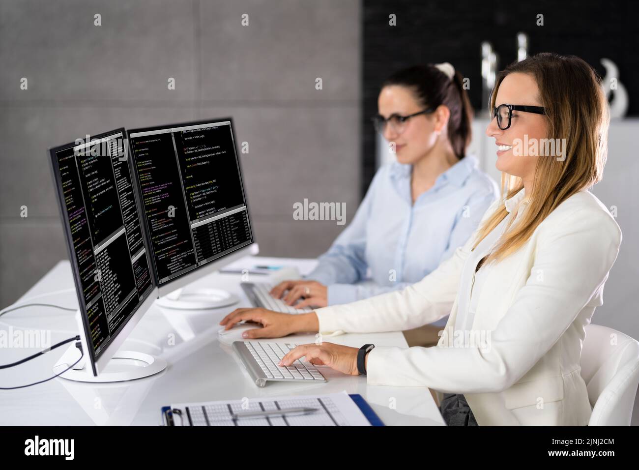 Programmer Woman Wearing Hijab Working. Coding Business Software Stock ...