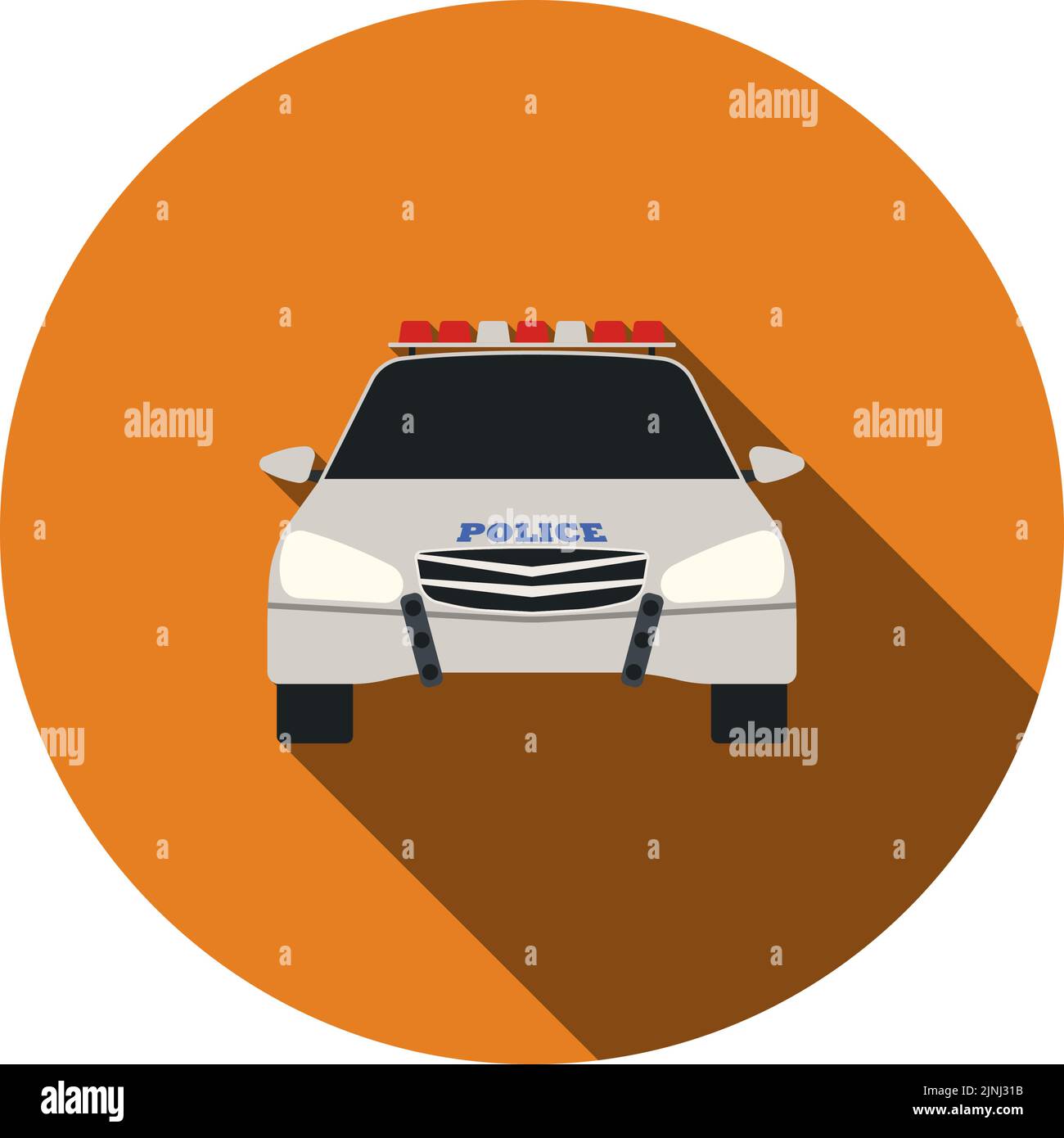 Police Car Icon. Flat Circle Stencil Design With Long Shadow. Vector ...