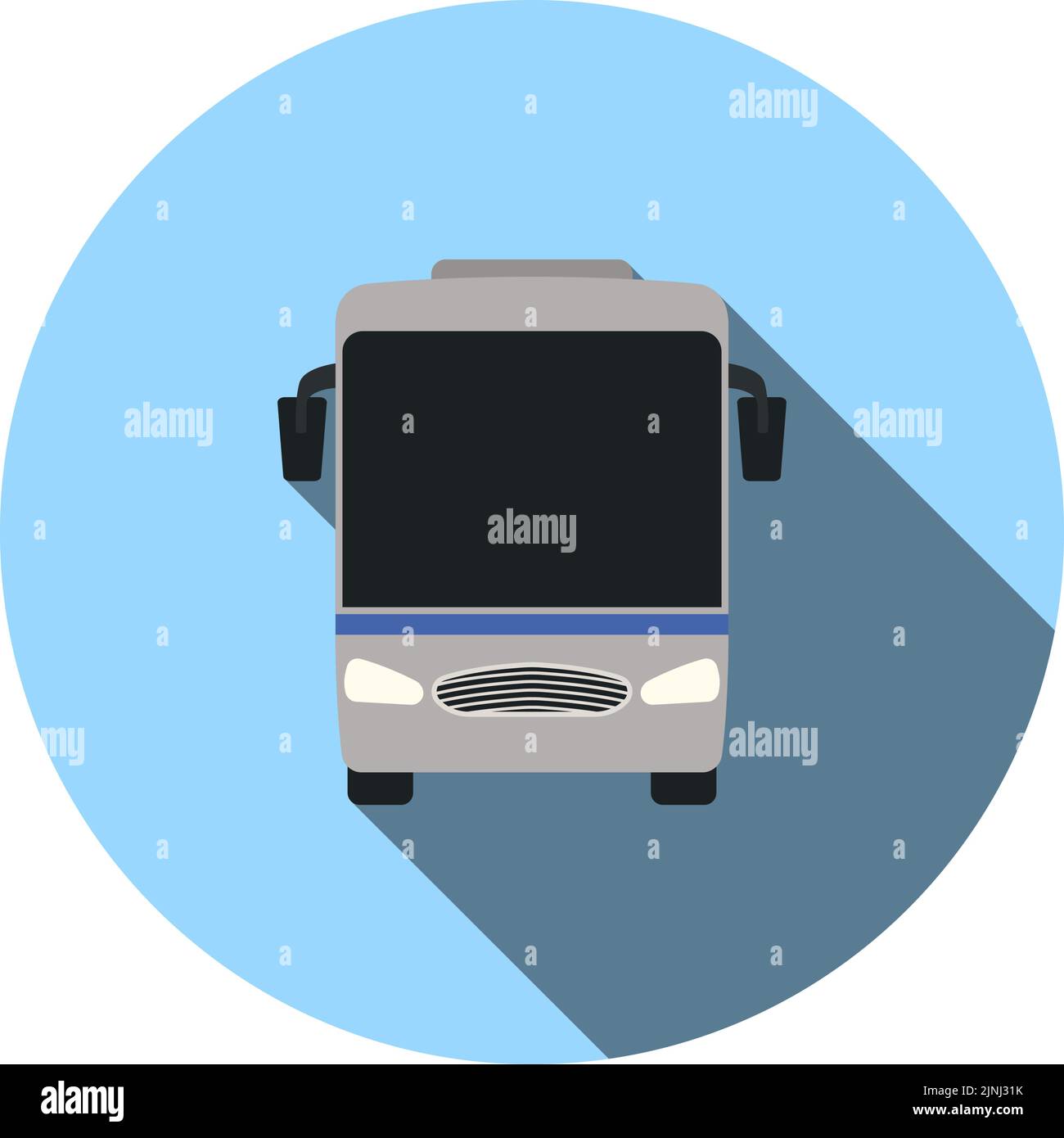 Tourist Bus Icon. Flat Circle Stencil Design With Long Shadow. Vector ...