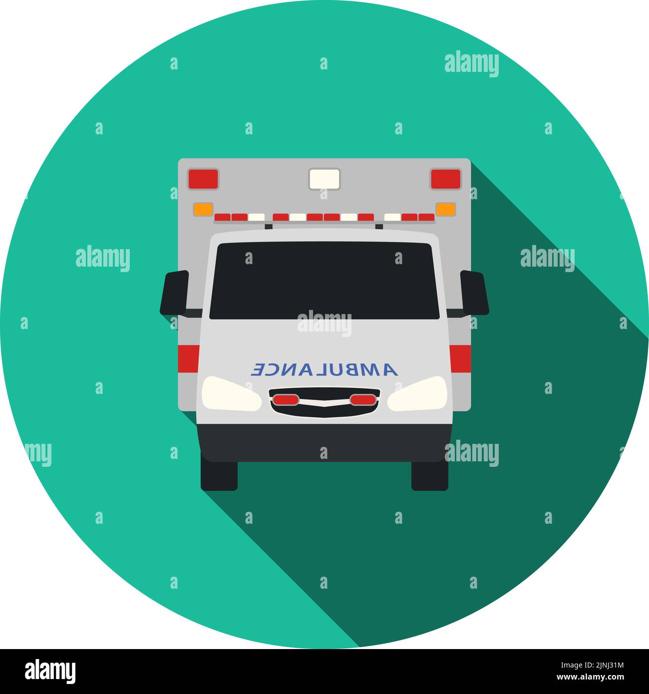 Ambulance Icon. Flat Circle Stencil Design With Long Shadow. Vector ...