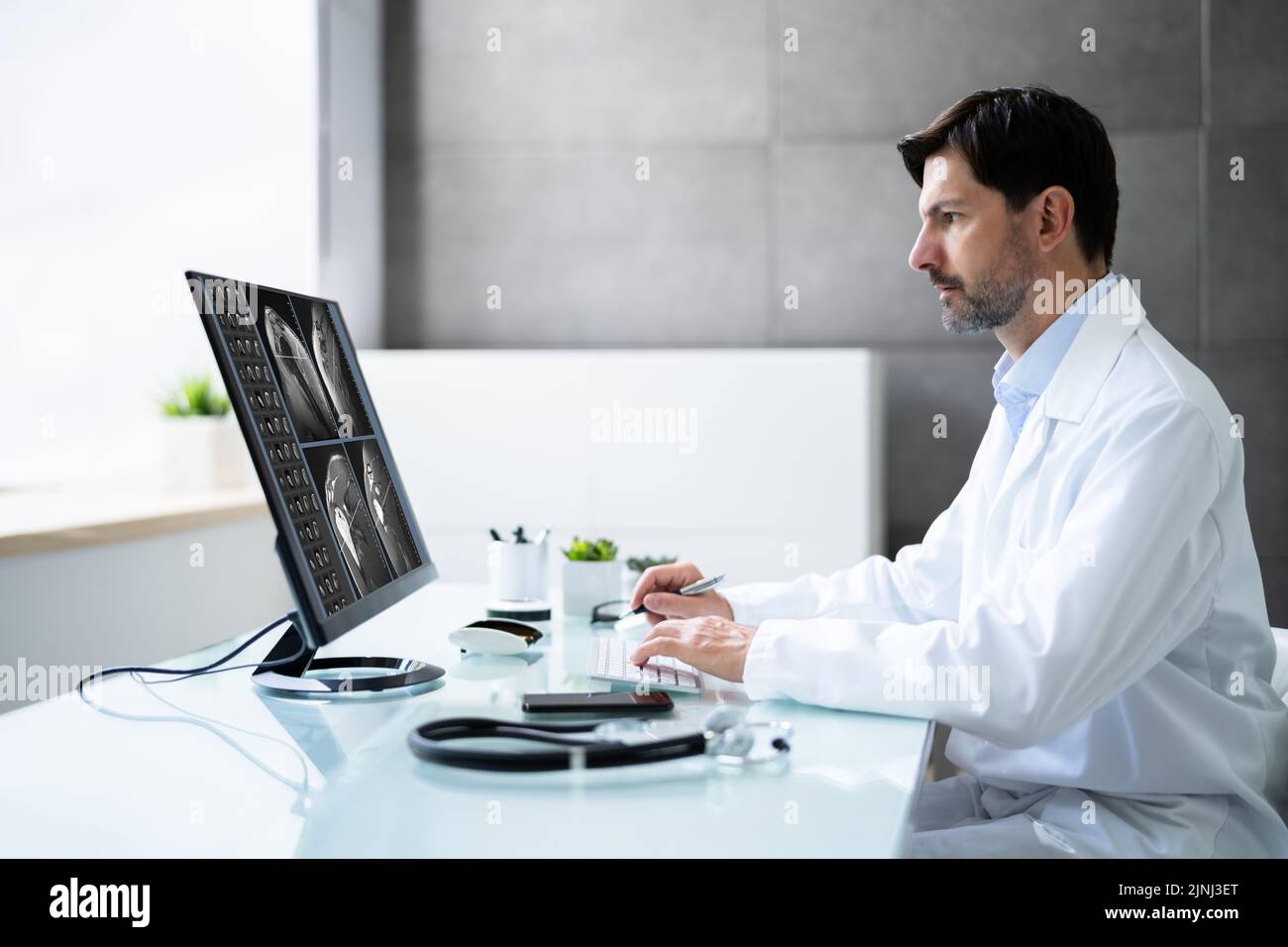 Nurse Taking A Test Computer