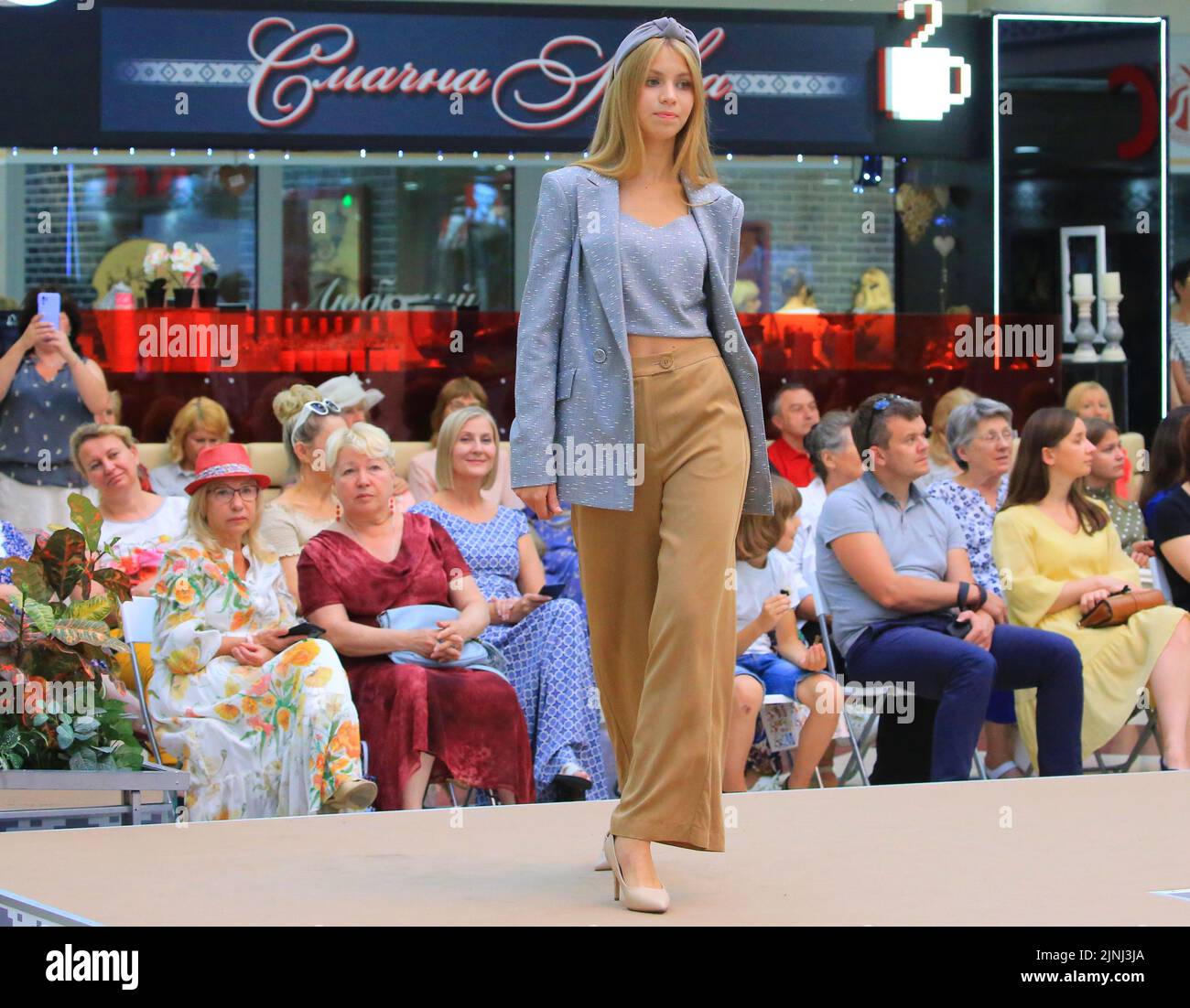 Minsk, Belarus. 11th Aug, 2022. A model presents a creation during a ...