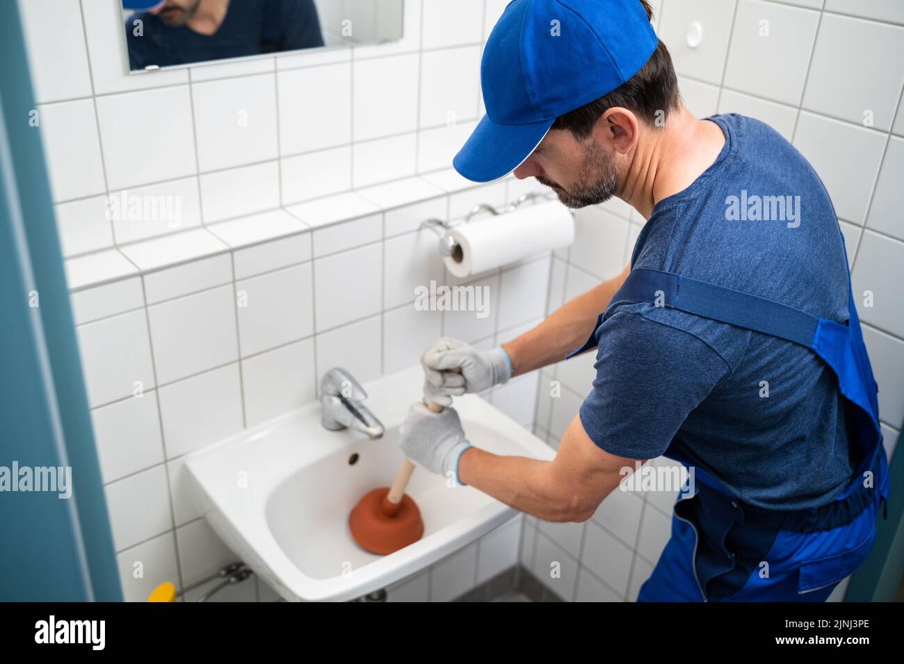 Clogged Drain And Blocked Sewer Cleaning. Sink Stoppage Fix Stock Photo ...