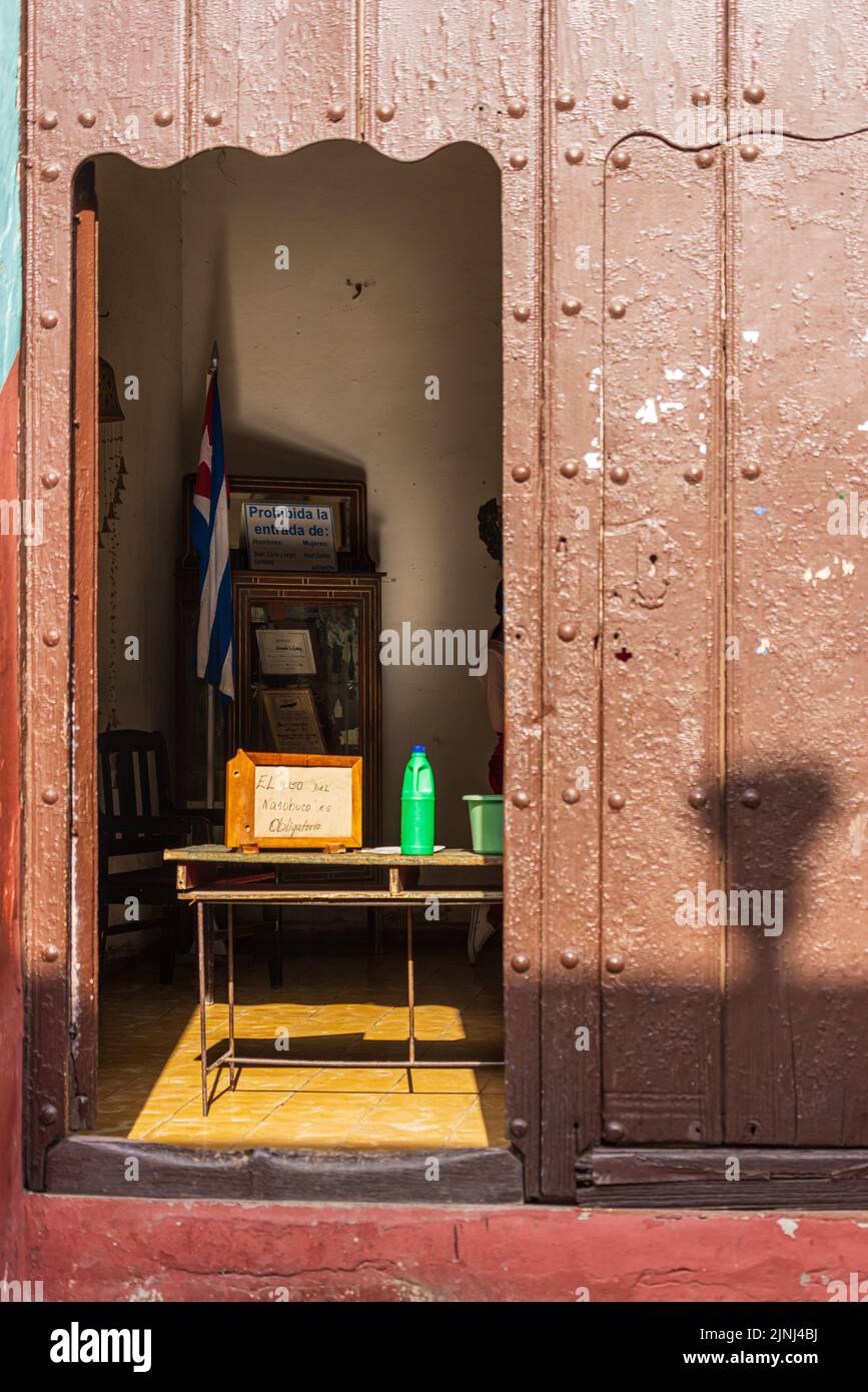 TRINIDAD, CUBA - JANUARY 7, 2021: colorful colonial architecture. Cuban ...
