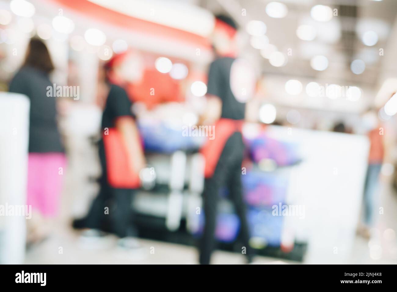 Abstract blurred inside of suki restaurant with customer group business ...