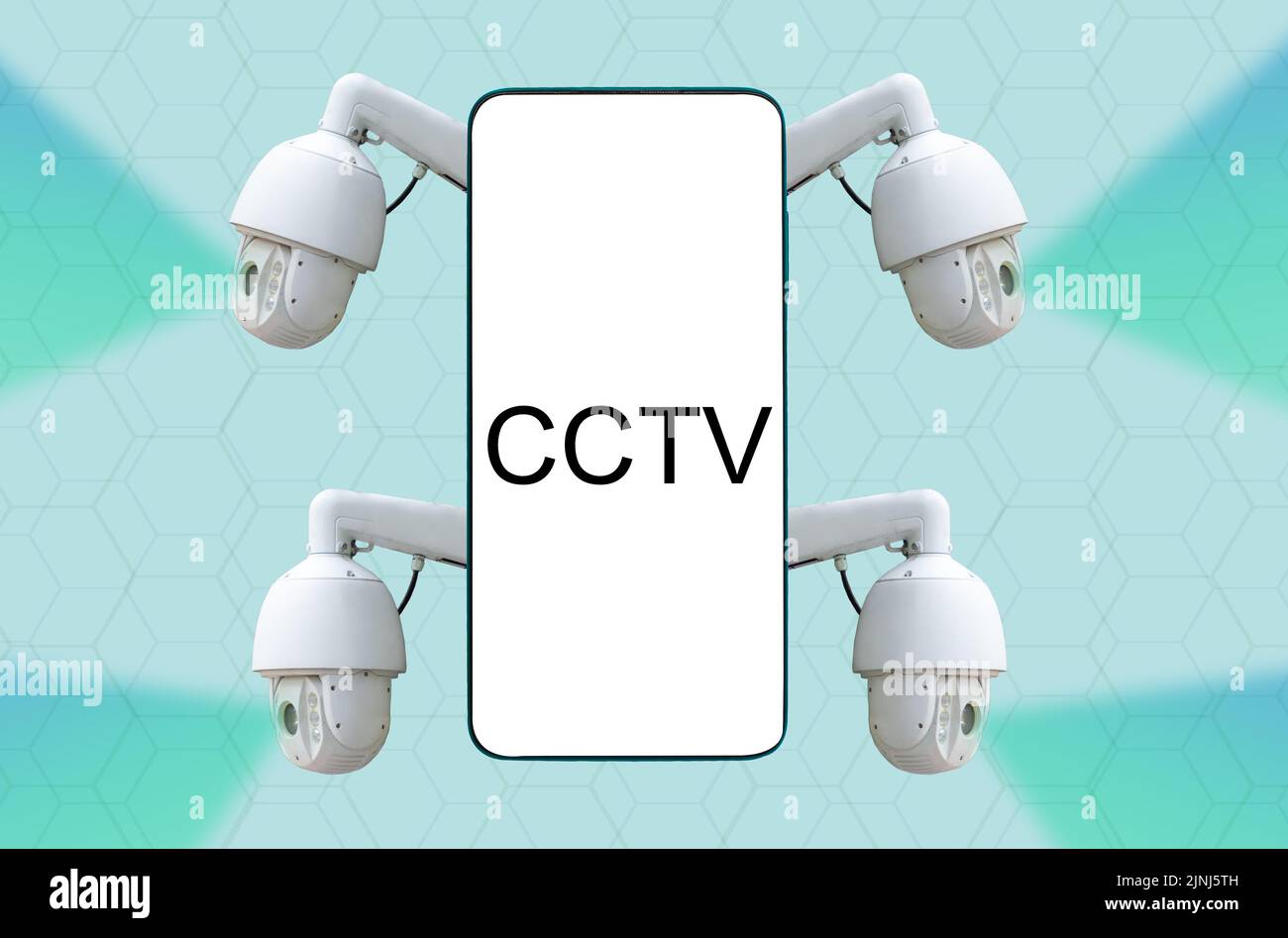 Supervision app and monitoring. Smartphone with four video surveillance ...