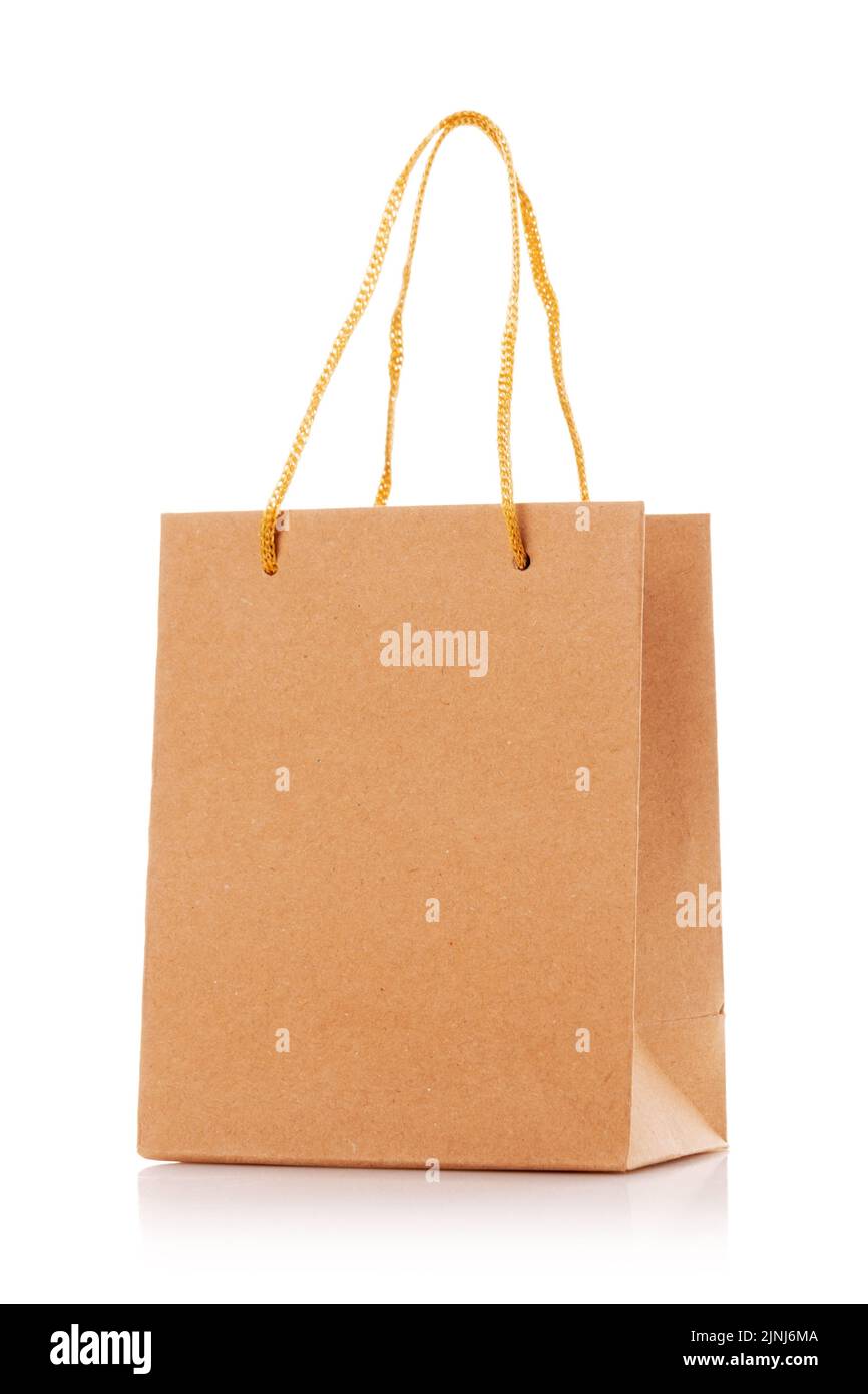 Blank shopping paper bags mockup. Empty cardboard craft bag on a white ...