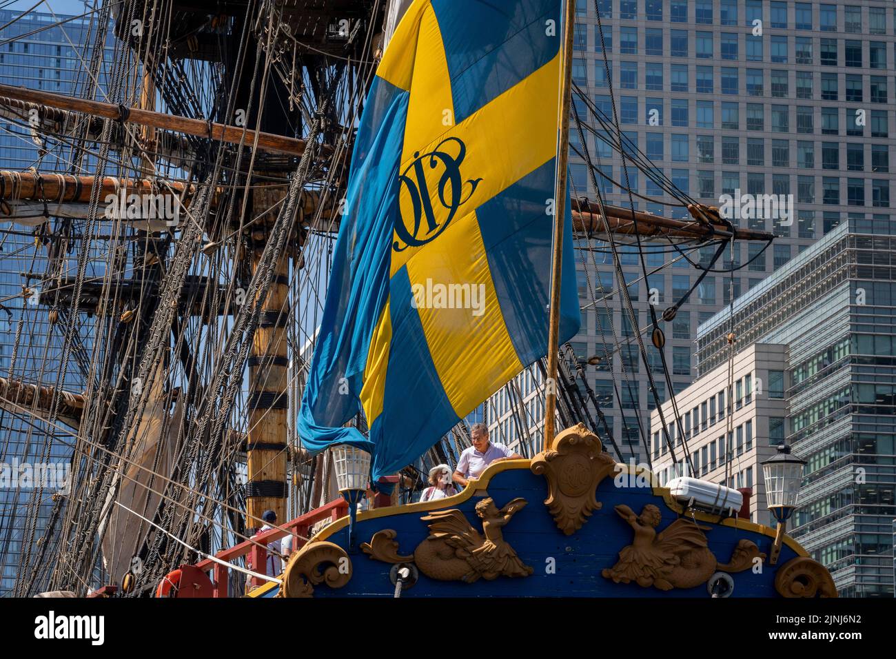 Visitors tour the replica sailing ship, Gotheborg, which is docked ...