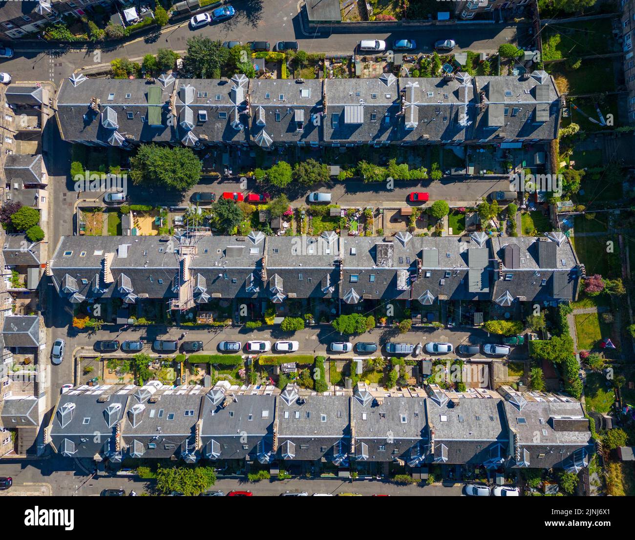 Aerial view of terraced houses in Leith, Edinburgh, Scotland, UK Stock ...