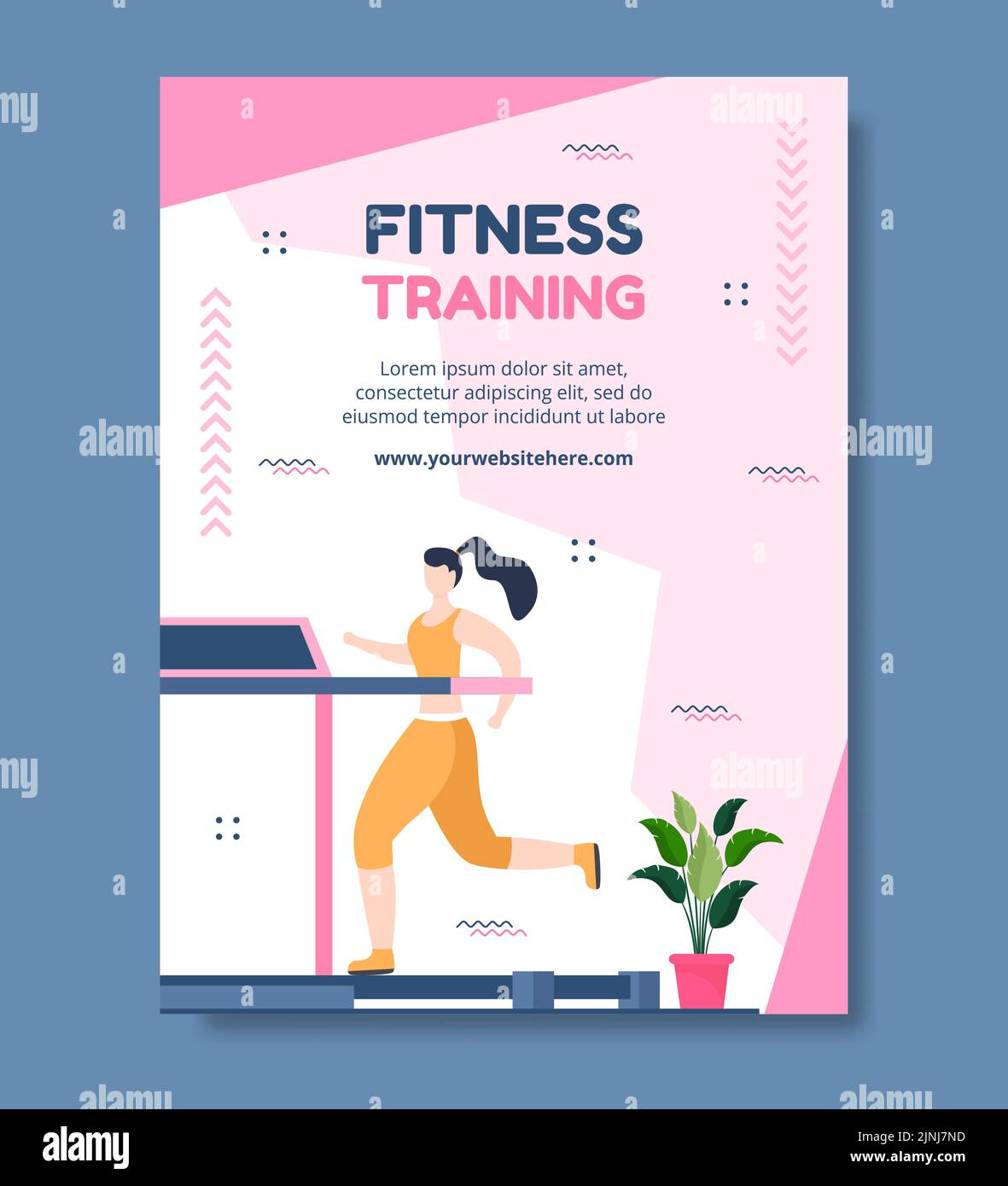 Fitness Training Poster Template Hand Drawn Cartoon Flat Illustration ...