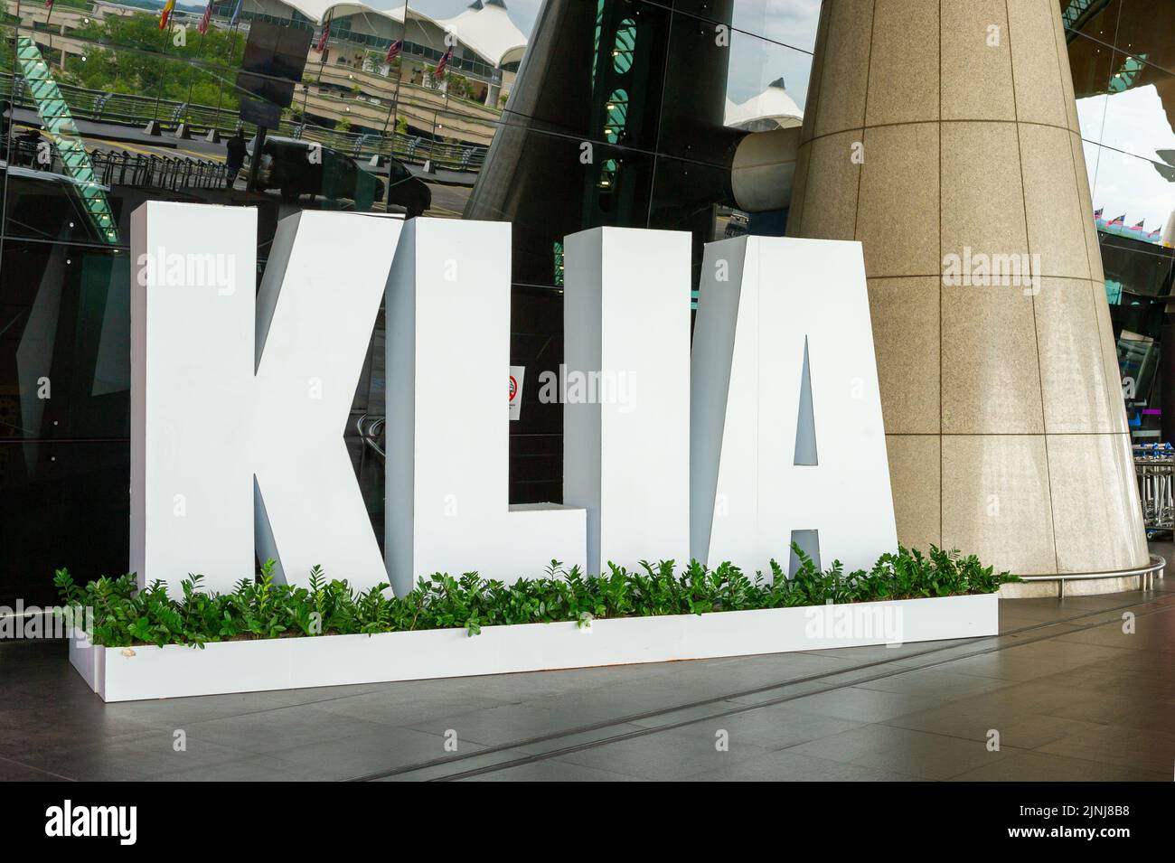 Kuala Lumpur International Airport (KLIA) sign outside the departure ...