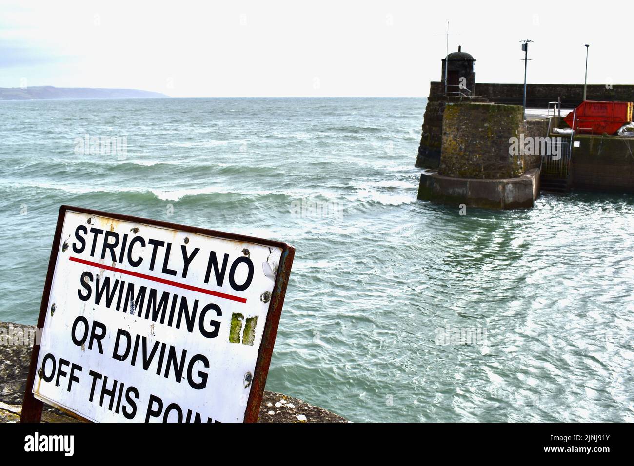 A view of Saundersfoot harbour at high tide in Winter.This is the ...