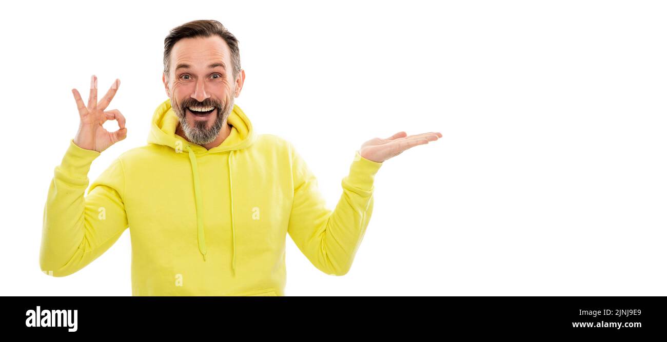 Man face portrait, banner with copy space. adult guy advertising. male ...