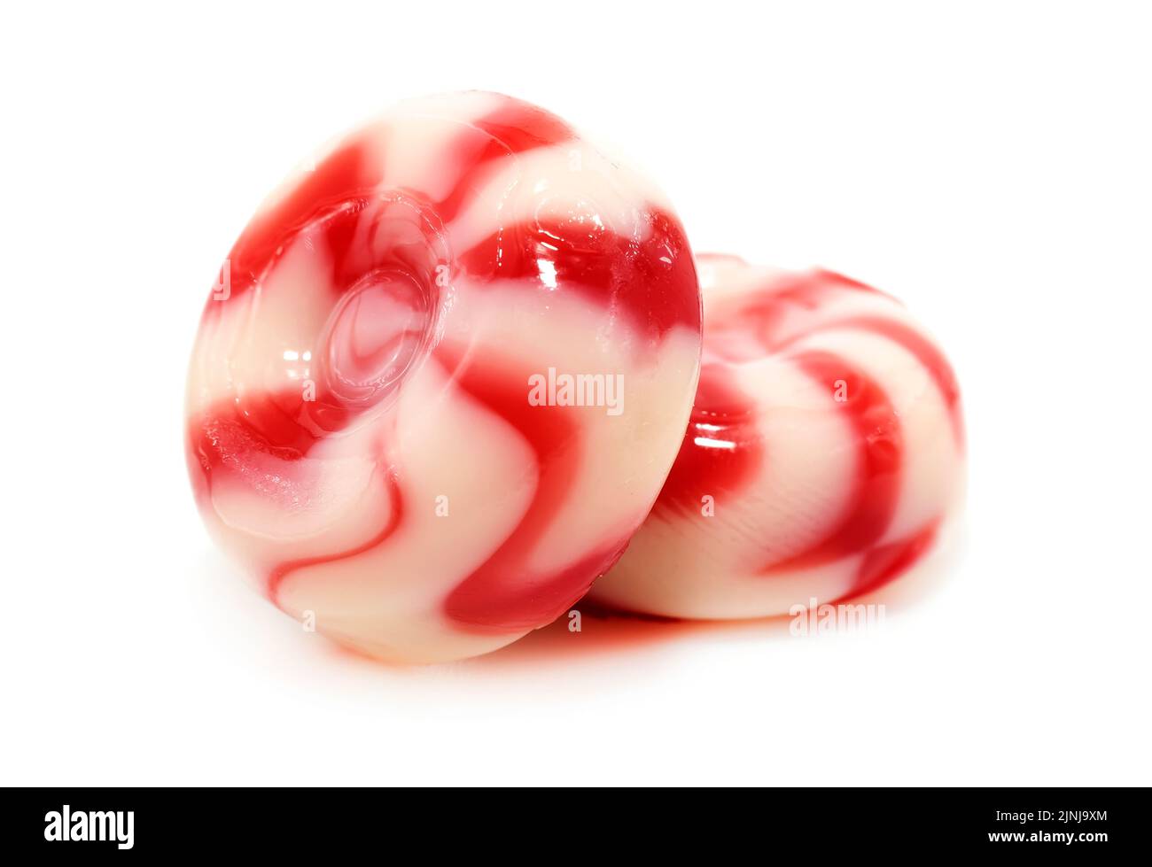 Mint candies on a white background close-up. Round shaped sweet candy ...