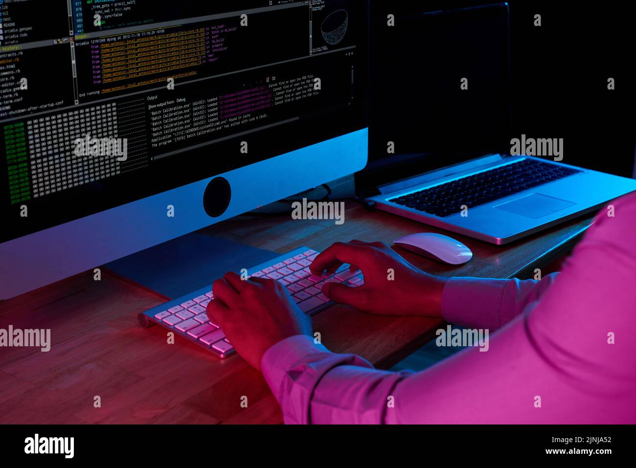 Close-up shot of unrecognizable hacker stealing confidential data while ...