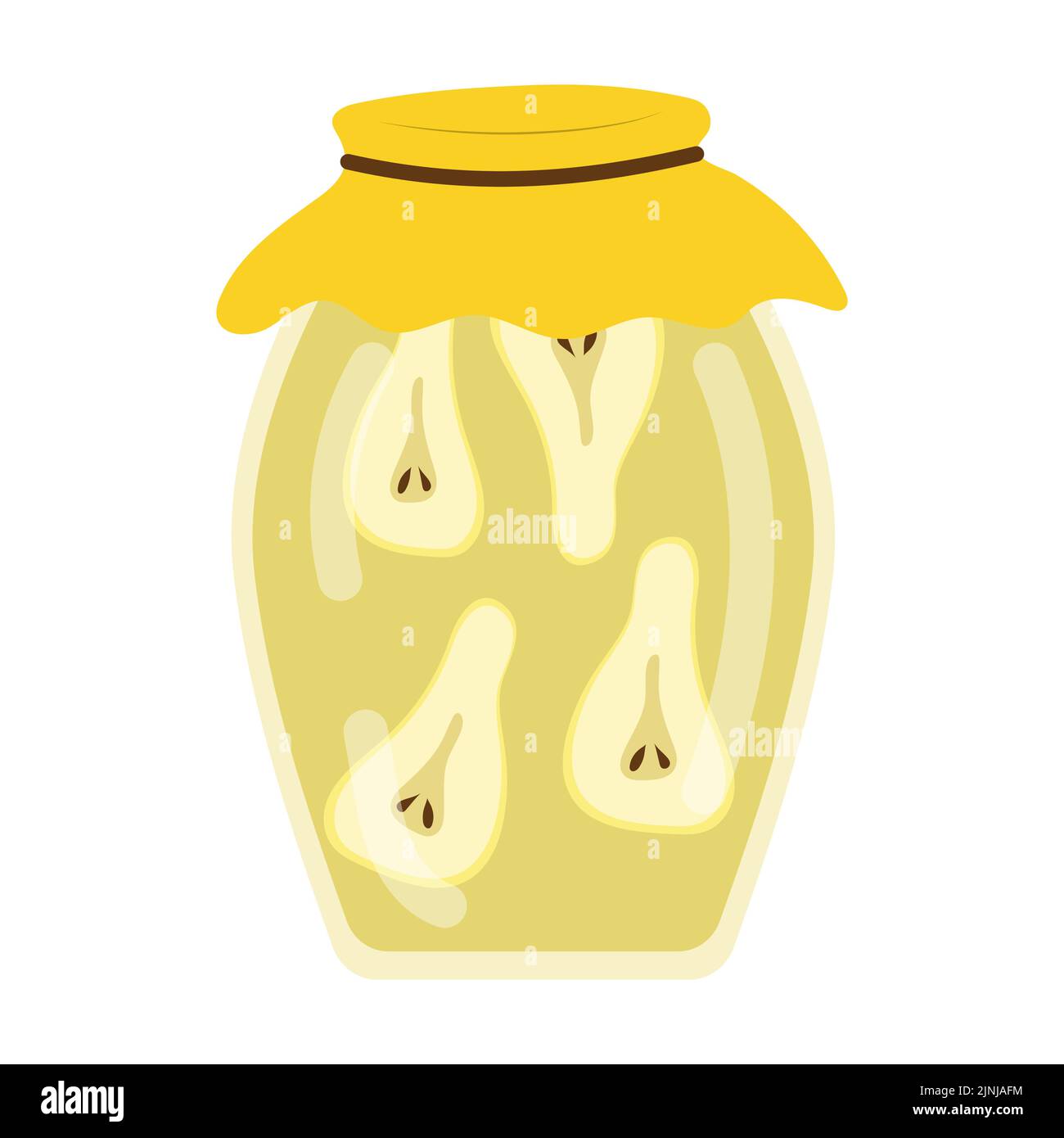 Jar of pear compote in cartoon style, vector isolated on a white ...