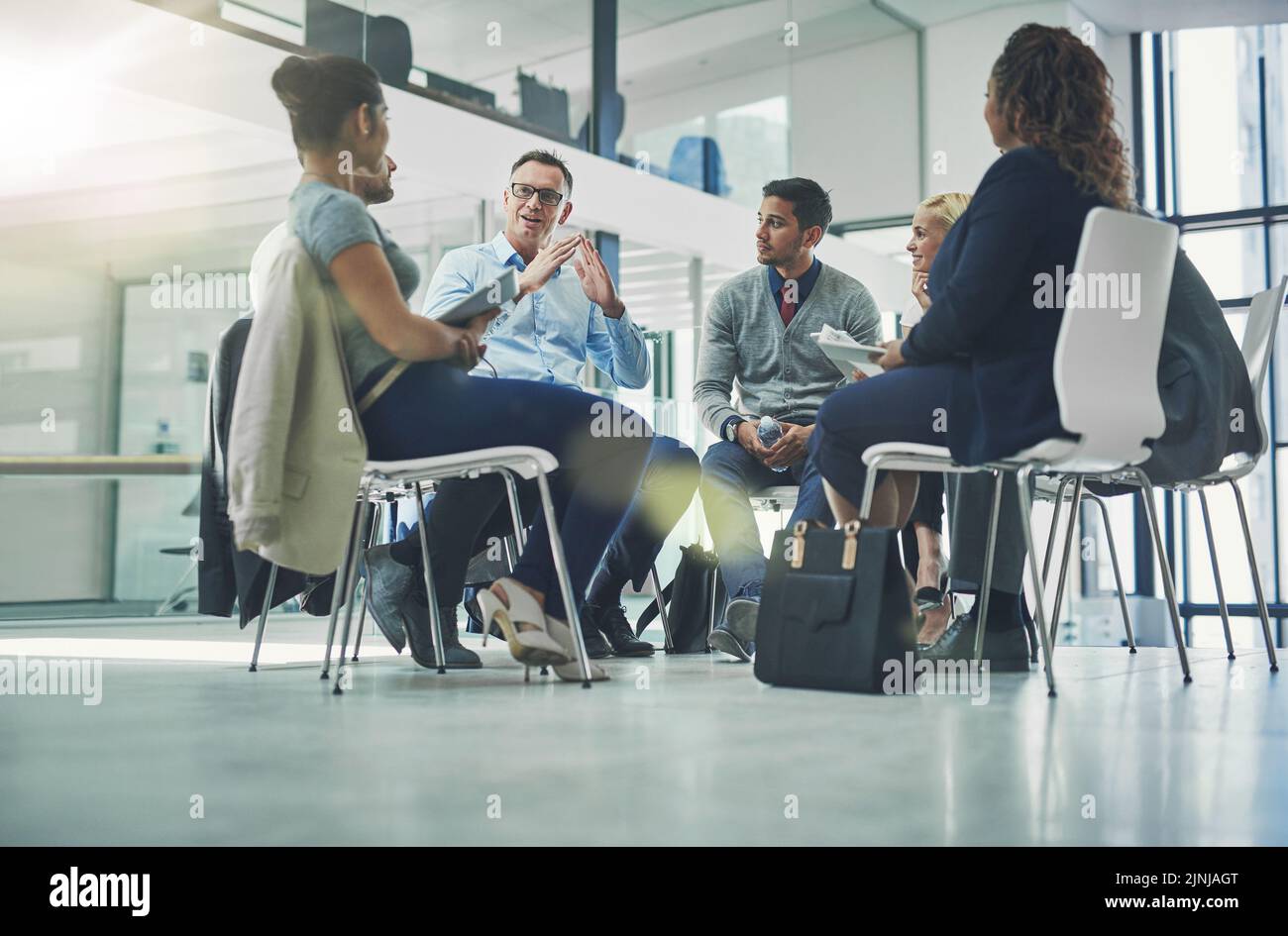 Teamwork, collaboration and strategy planning of business team working ...