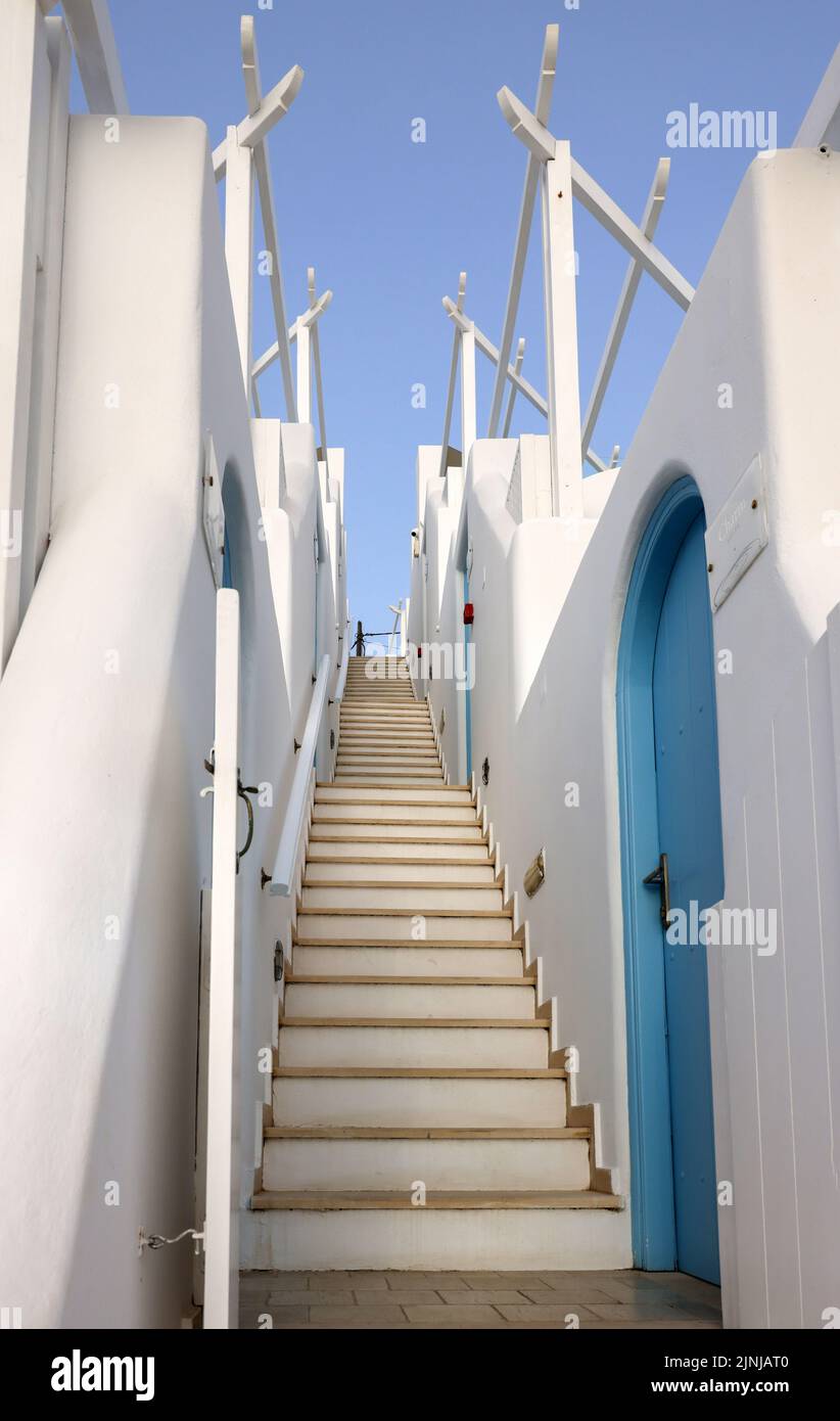 Narrow stone steps, a traditional piece of architecture on the island ...