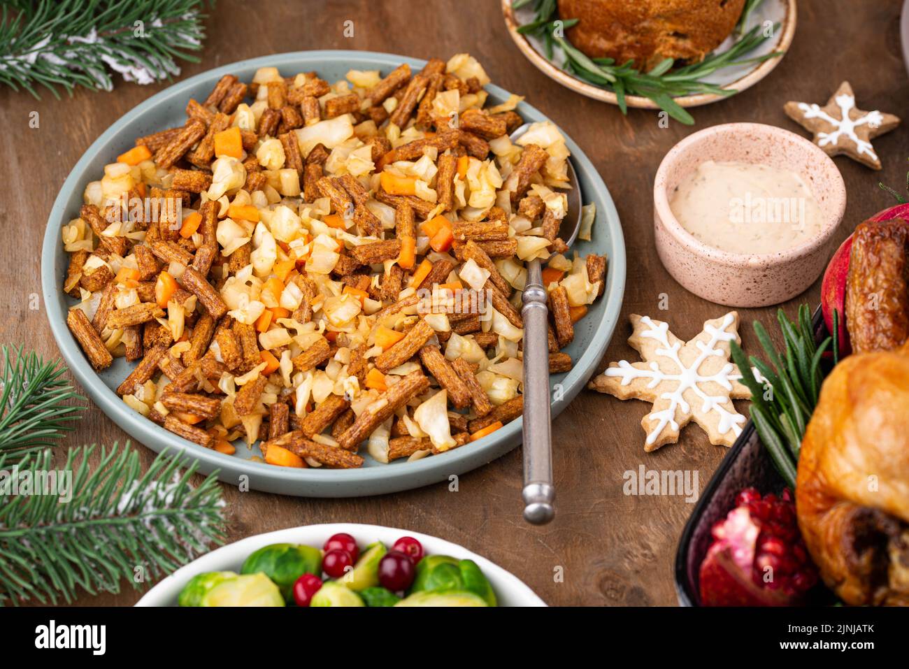 Christmas festive dinner with traditional dishes Stock Photo - Alamy