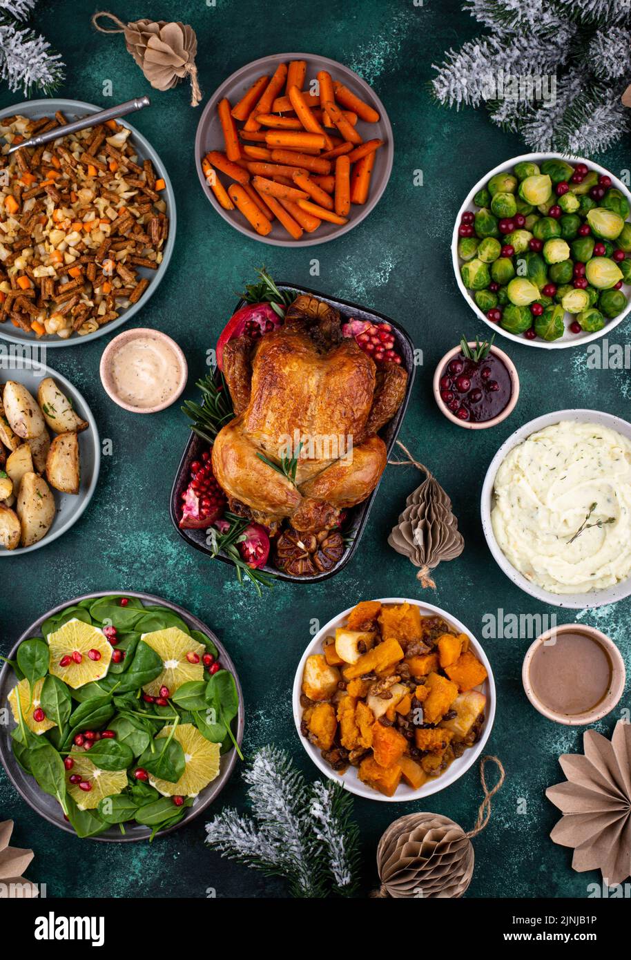 Christmas festive dinner with traditional dishes Stock Photo - Alamy