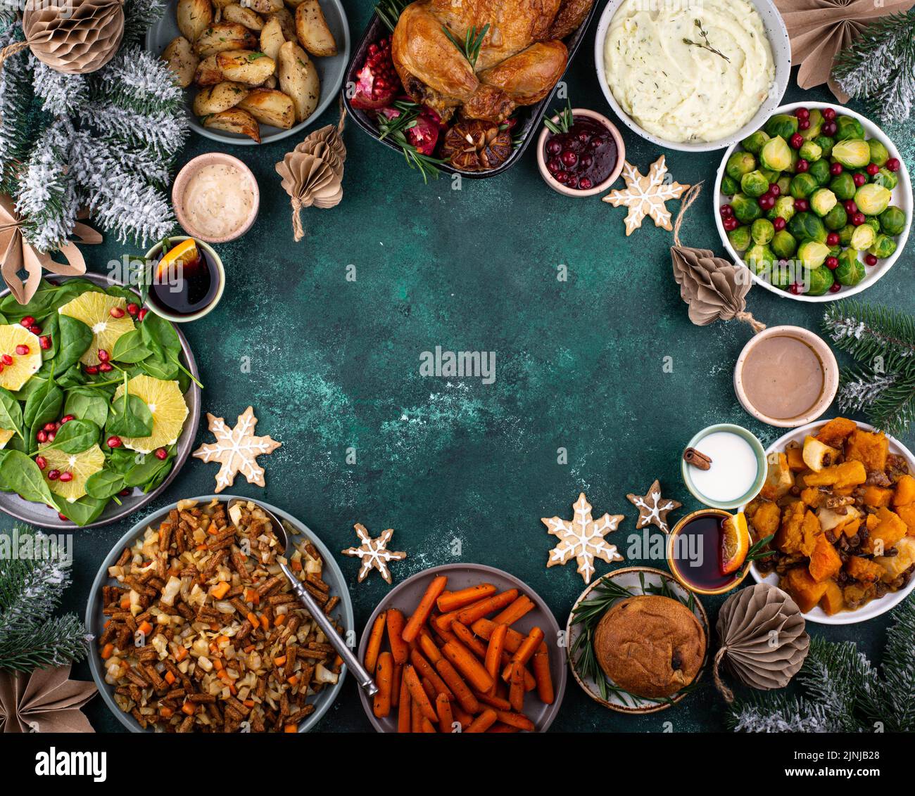 Christmas festive dinner with traditional dishes Stock Photo - Alamy