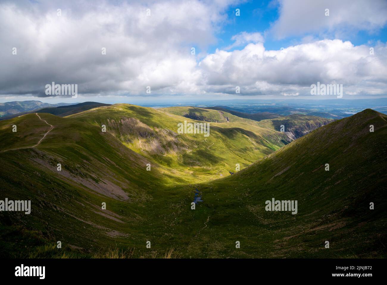 National Park Lake District, Helvellyn Hills, view while climbing Lake ...