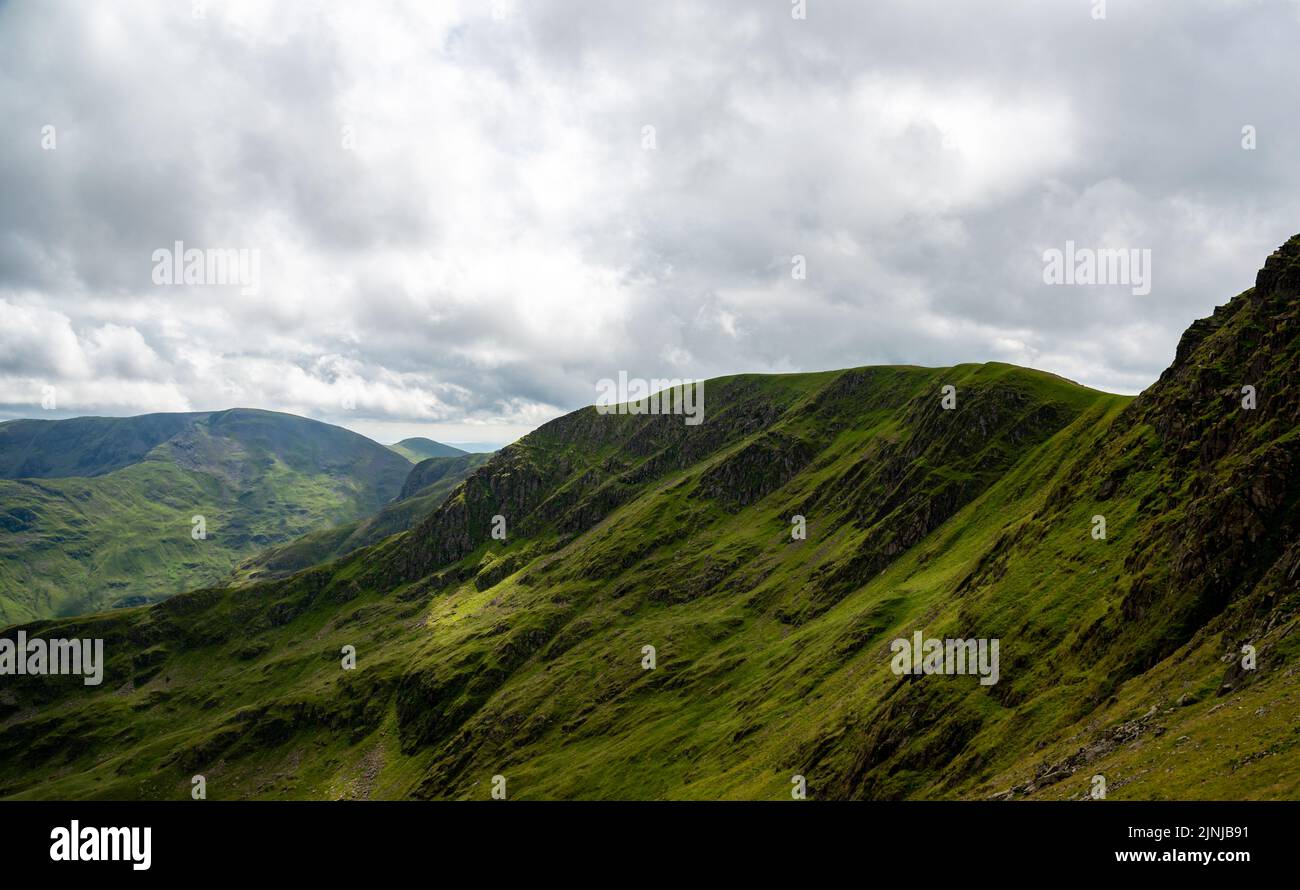 National Park Lake District, Helvellyn Hills, view while climbing Lake ...
