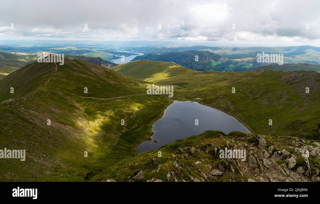 National Park Lake District, Helvellyn Hills, view while climbing Lake ...