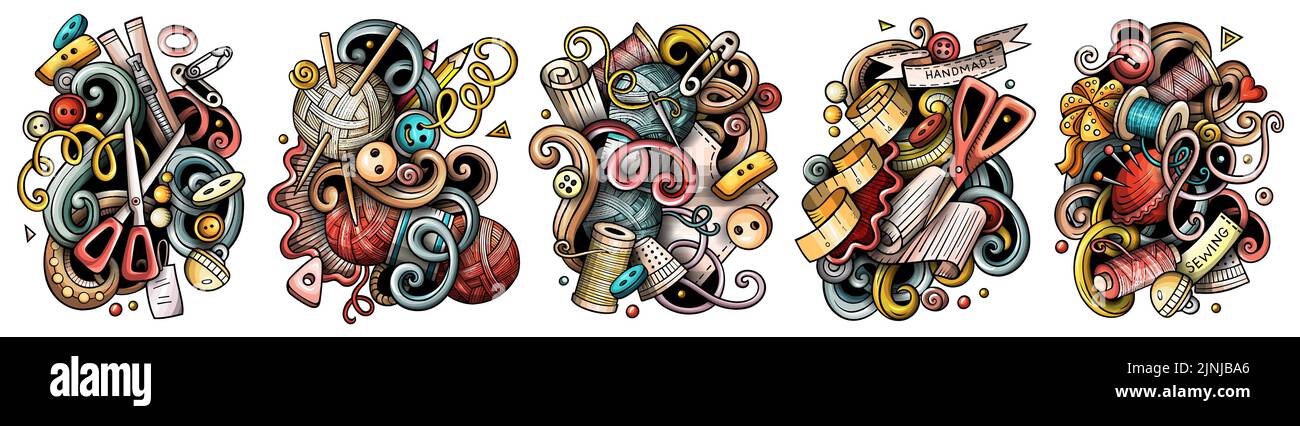 Handmade cartoon vector doodle designs set Stock Vector Image & Art - Alamy