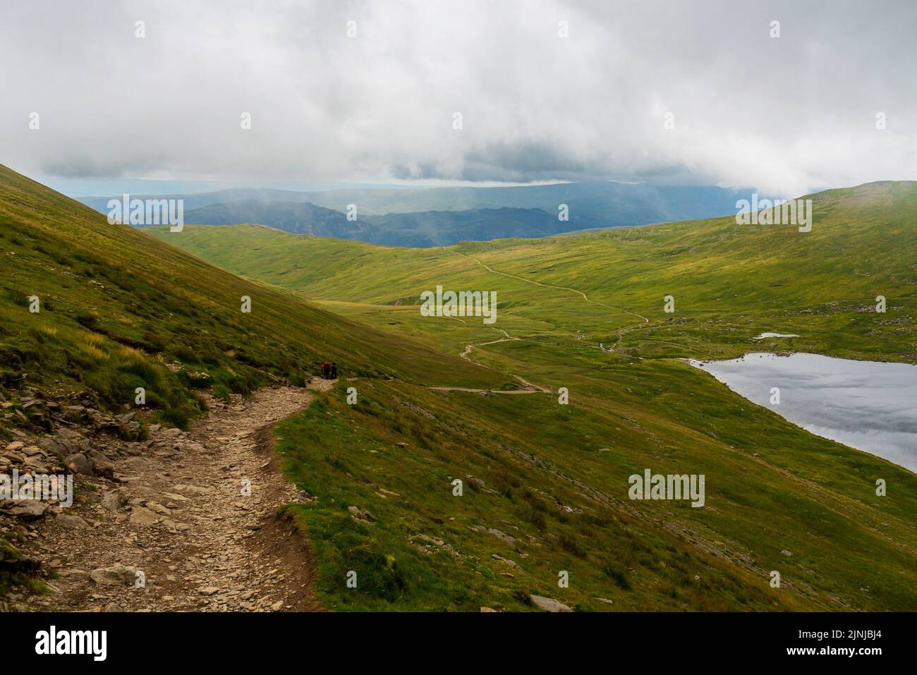National Park Lake District, Helvellyn Hills, view while climbing Lake ...