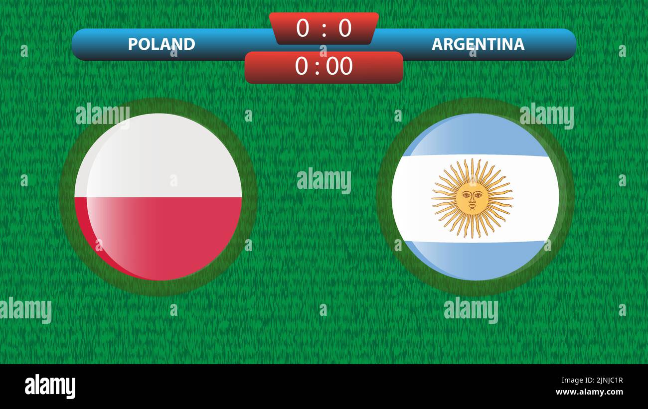 Poland vs Argentina scoreboard template for soccer tournament 2022 in ...