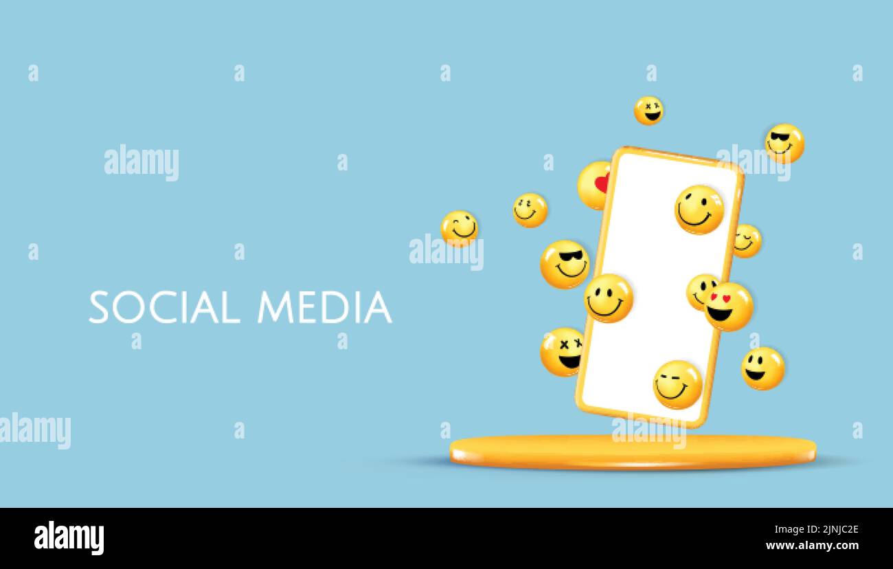 3D and different kinds of emoji with a smartphone. Realistic 3d. Vector ...