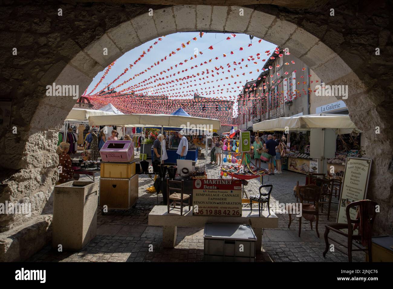 Ville d'Eymet, bastide town, in the region of south-west Dordogne, with ...