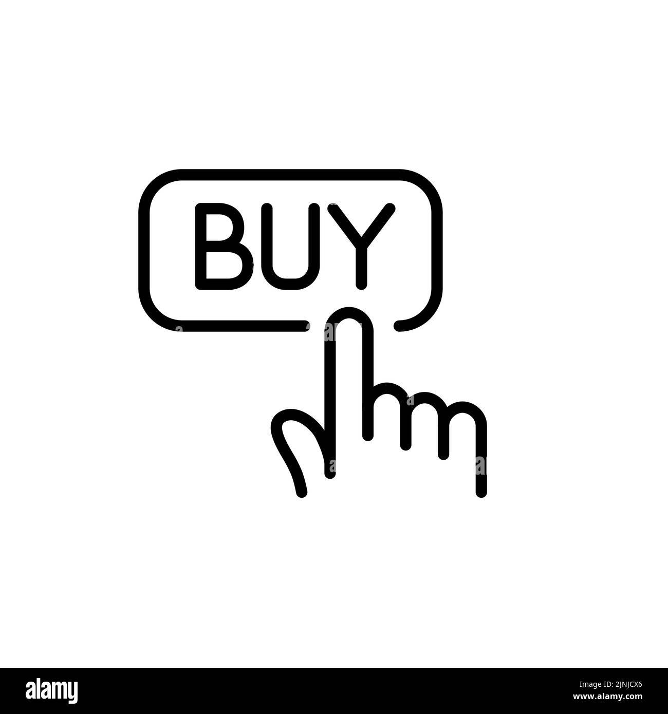 Finger clicking on button with word buy. Pixel perfect, editable stroke ...