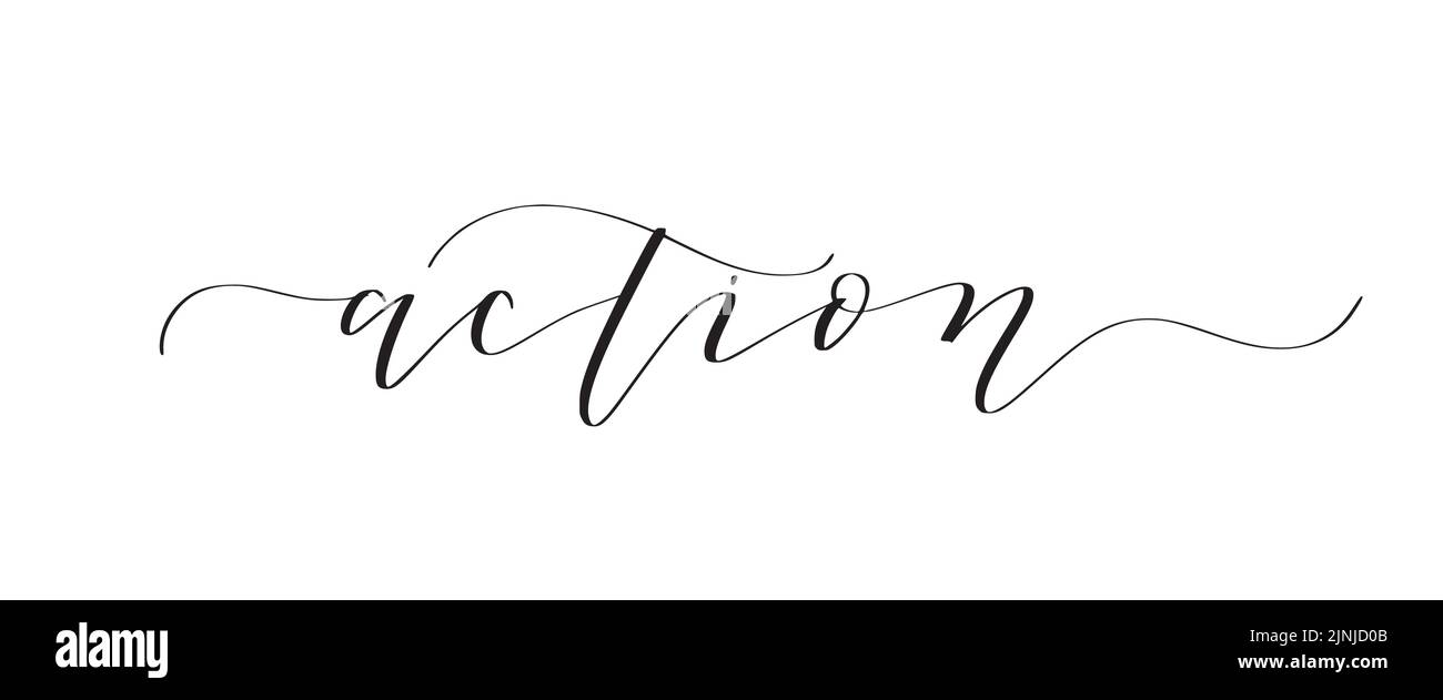 Action. Cute modern calligraphy inspirational word Stock Vector Image ...