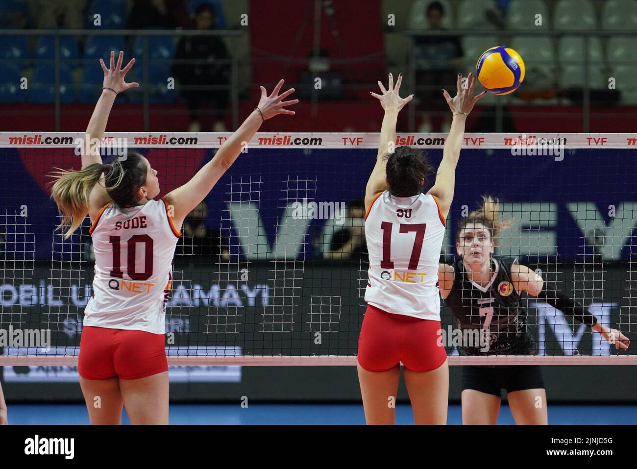 ISTANBUL, TURKEY - APRIL 02, 2022: Sude Hacimustafaoglu and Su Zent in ...