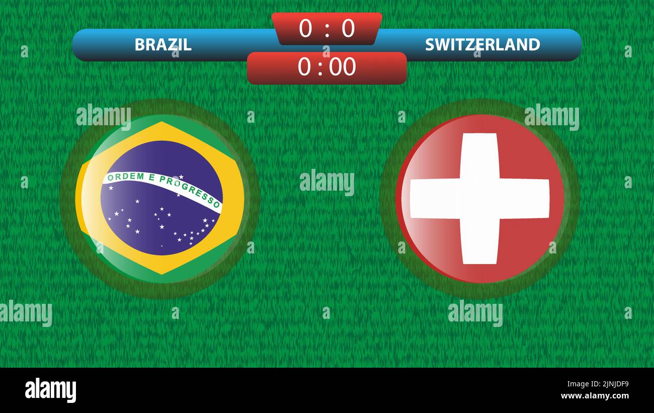 Brazil vs Switzerland scoreboard template for soccer tournament 2022 in ...