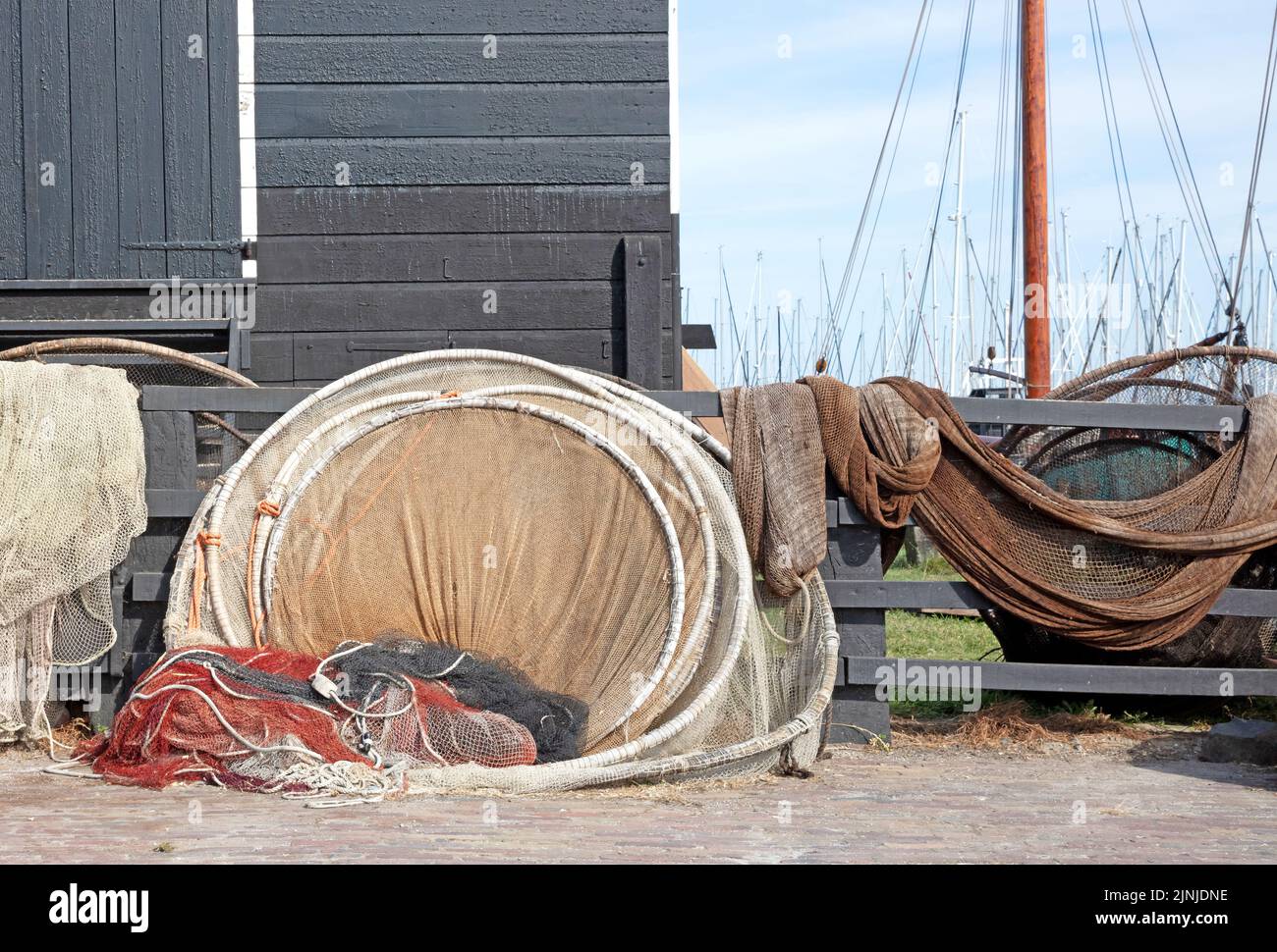Vintage fishing nets, drying in the sun, ready to be used once again ...