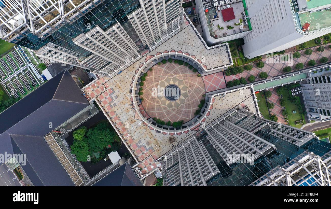 Abstract and Complex Blue Skyscraper Structure Downtown in Jakarta city ...