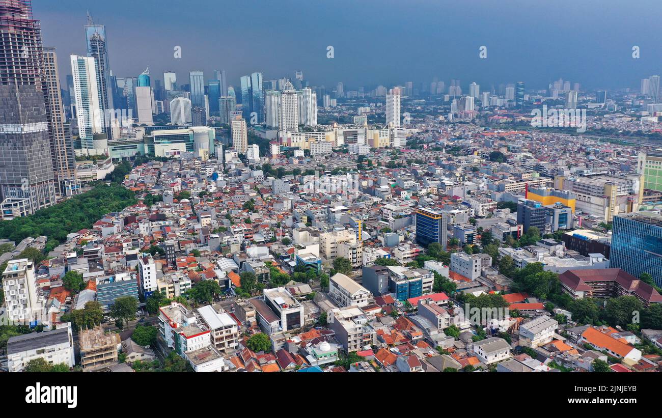 A bird eye view of high-density neighborhood in Jakarta city Stock ...