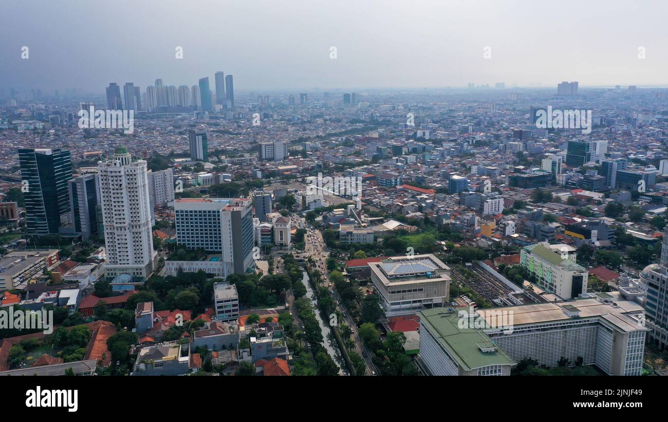 A bird eye view of high-density neighborhood in Jakarta city Stock ...