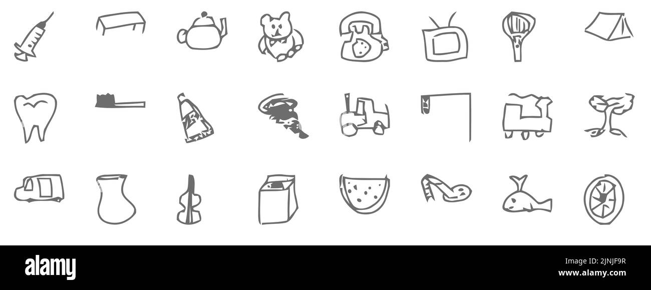 Collection of drawn icons, simple style Stock Vector Image & Art - Alamy