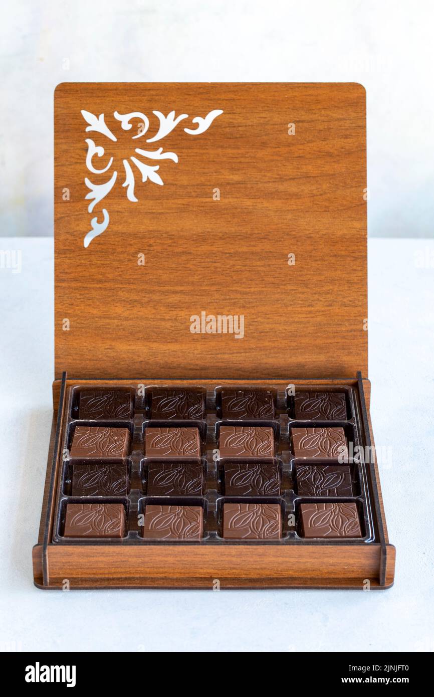 Chocolate package. Packed Milky and bitter square shape chocolate ...