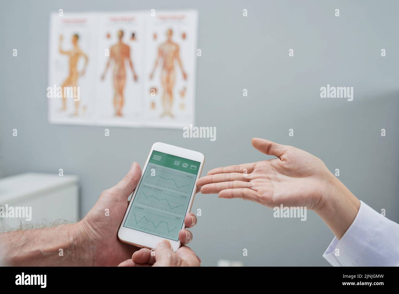 Doctor offering patient mobile application for health condition control ...