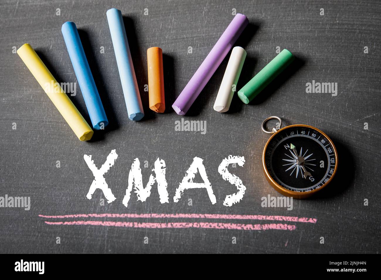 Xmas, Christmas concept. Text and compass on a chalk board Stock Photo ...