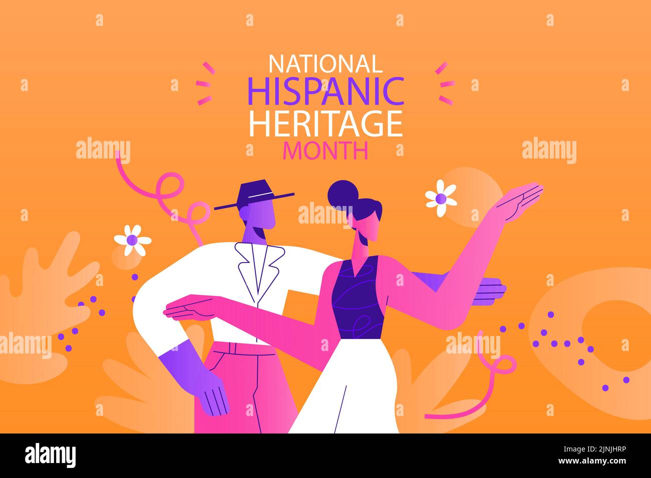 Gradient horizontal banner template for national hispanic heritage month Vector illustration ...